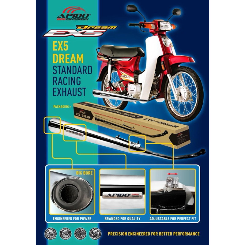 Check out APIDO Honda EX5 STD Racing / Open Racing Exhaust Pipe Honda ...