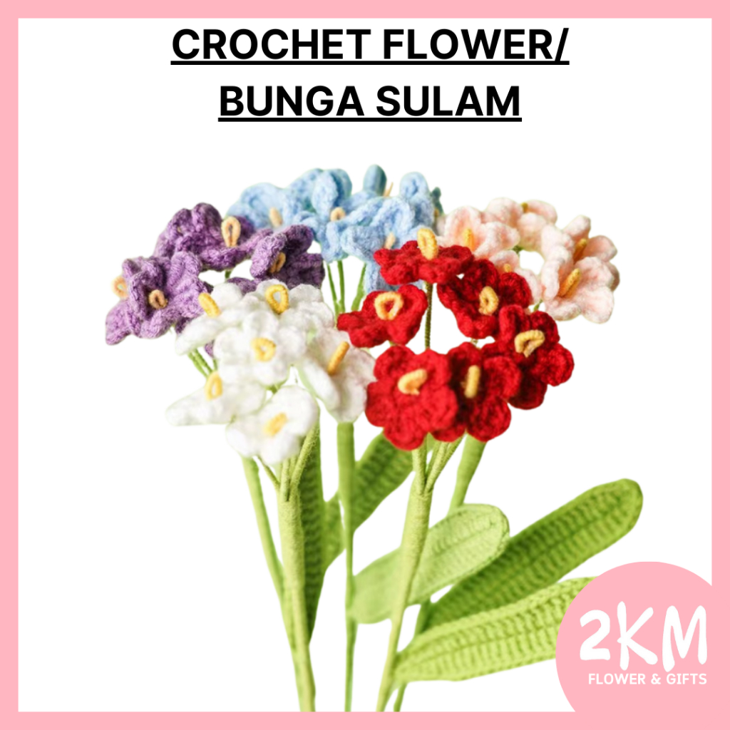 (1PC) CROCHET SULAM BABY BREATH Flower Bunga Sulam Wool Hand Knitted ...