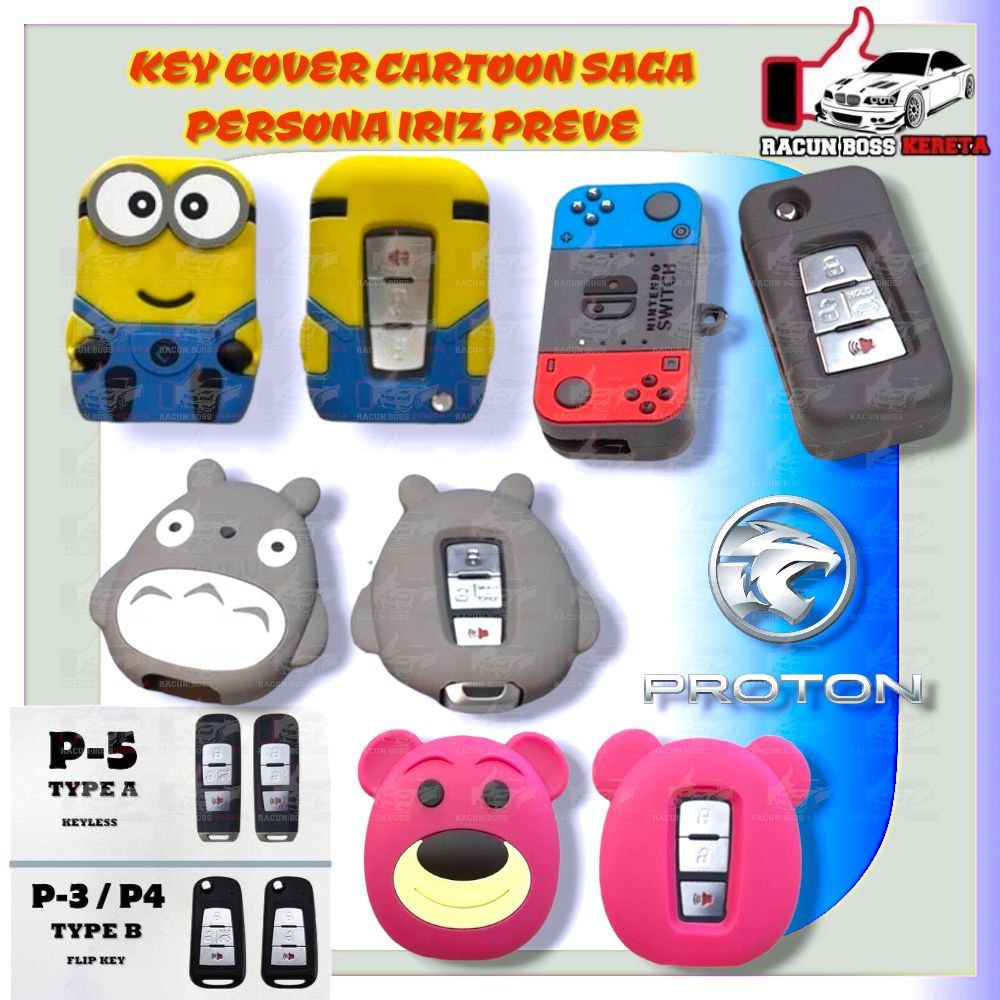 Proton SAGA IRIZ PERSONA Preve Keyless Car Cartoon Key Cover Remote ...