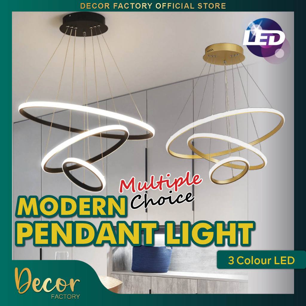Modern Circle Design Pendant Light 3 Color Ceiling Light Lampu Hiasan ...