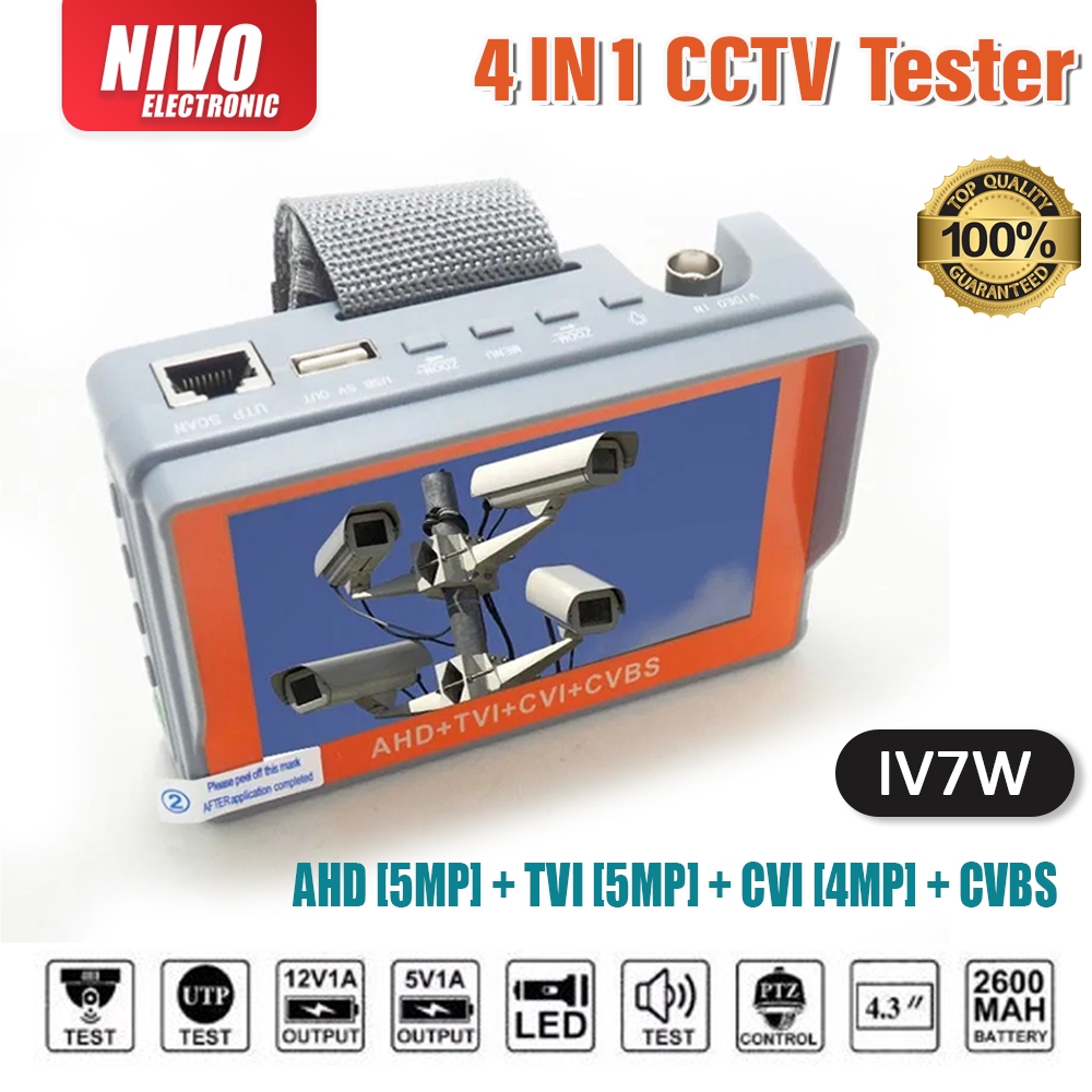 4 IN 1 AHD CVI TVI CVBS Camera Tester IV7W 4.3 Inch LCD 8MP CCTV Tester ...