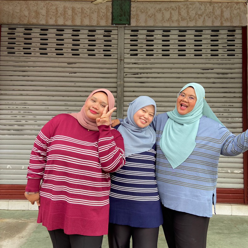 KNITWEAE ELISA STRIPE PLUS SIZE | Shopee Malaysia