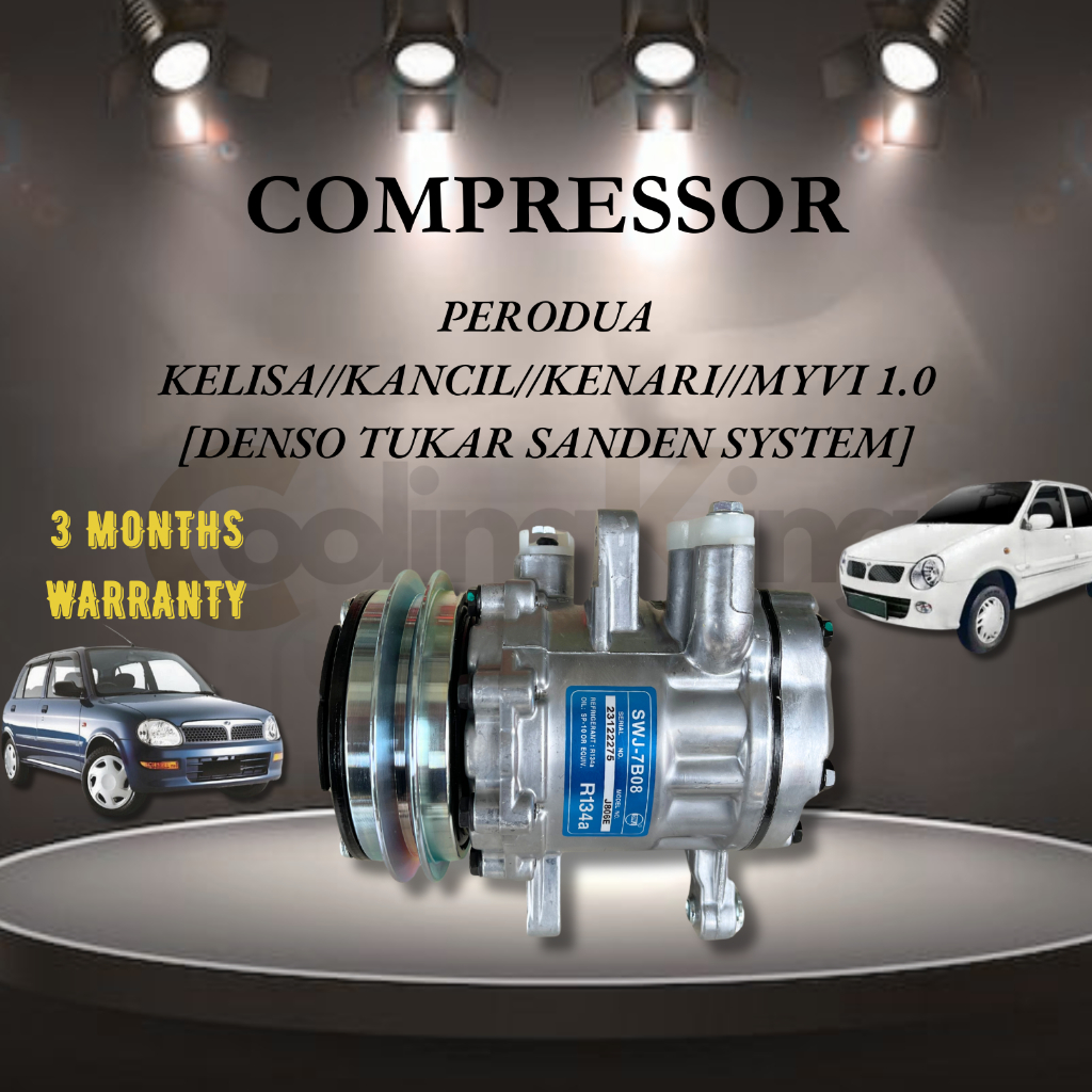FULL SET 100% Car Air-Cond Compressor (Perodua Kelisa/ Kancil/ Kenari ...