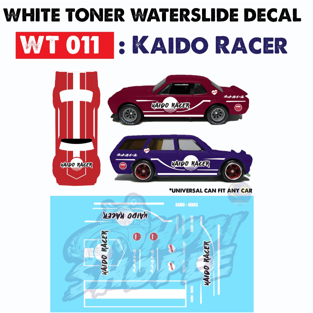 KAIDO RACER Decals Hotwheels Tomica 1:64 diecast custom white toner ...