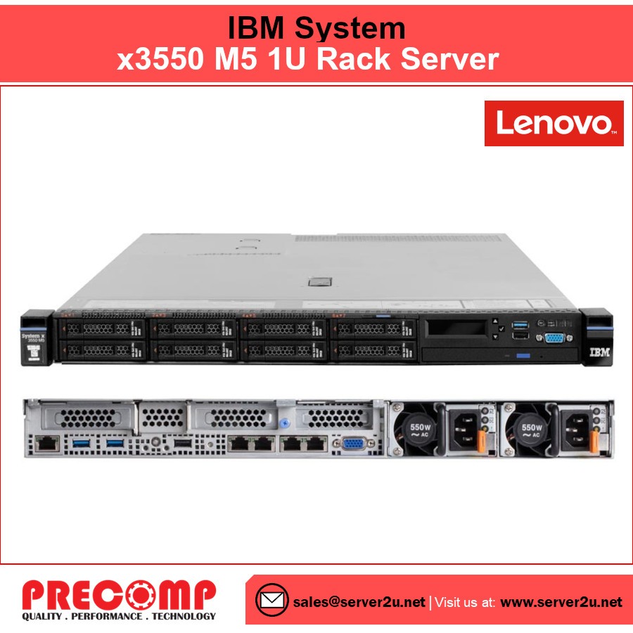 (Refurbished) IBM System x3550 M5 1U Rack Server (E52630v3.16GB.480GB ...