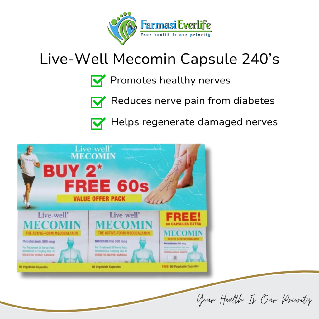 MECOMIN CAPSULE 240'S ( exp: 1/26) - untuk saraf & kebas / Nerve ...