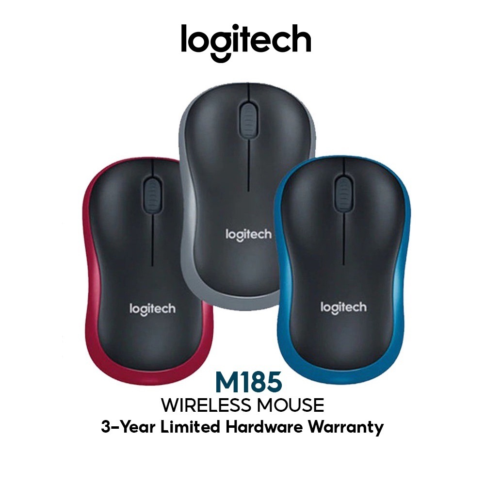 Logitech M185 Wireless Mouse ( GREY / BLUE / RED ) | Shopee Malaysia