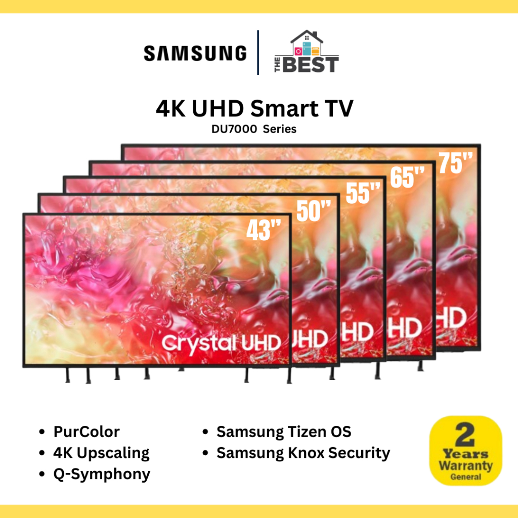Samsung 43'' / 50'' / 55'' / 65'' / 75'' DU7000 Series 4K Crystal UHD ...