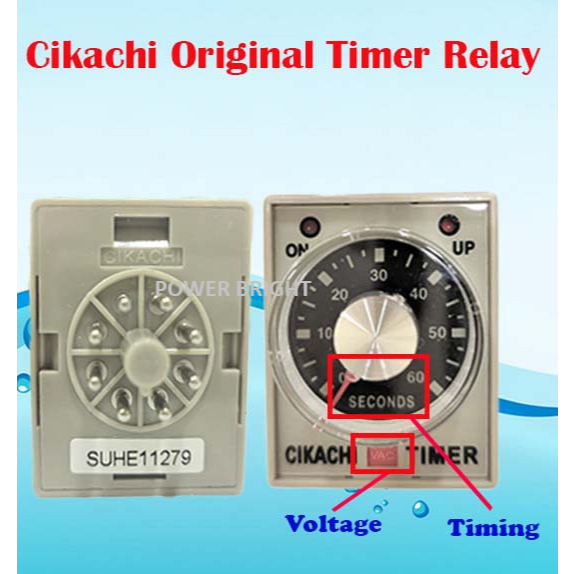 CIKACHI RELAY TIMER AH3-N1 8PIN ROUND 240VAC [10,30,60SEC][10,30,60MIN ...
