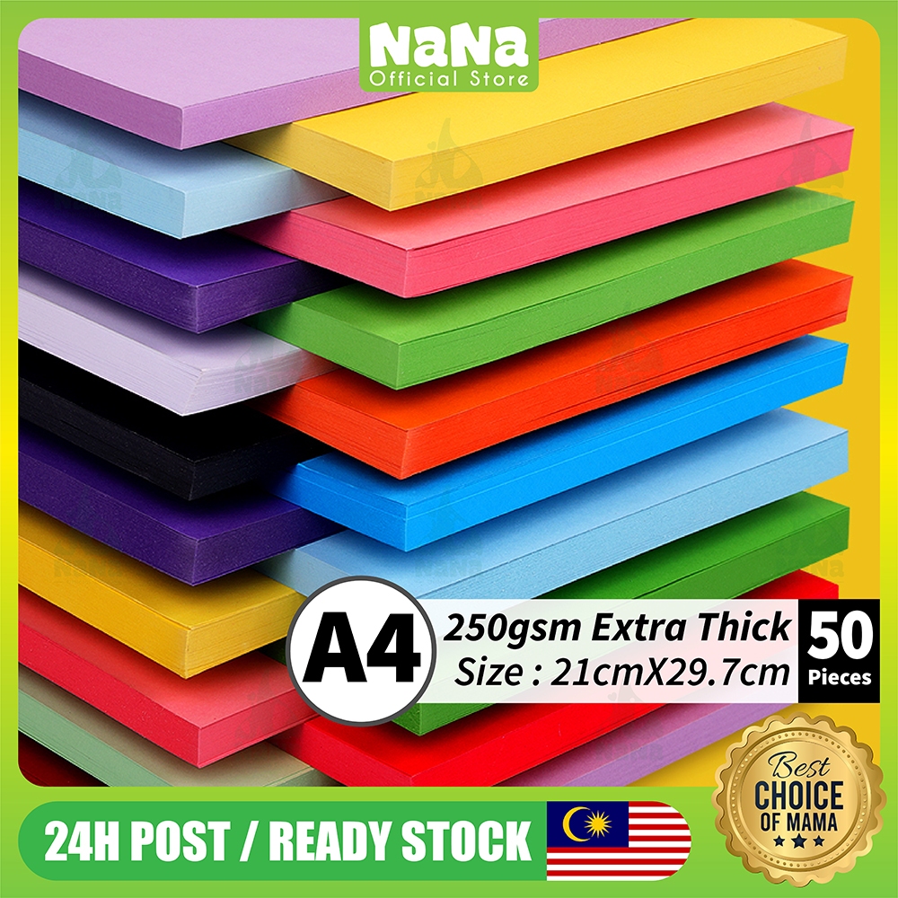 NANA 250gsm A4 Card Paper 50Pcs/Pack Color Art Card Thick Colour Paper Kad Manila Kad Teras ...