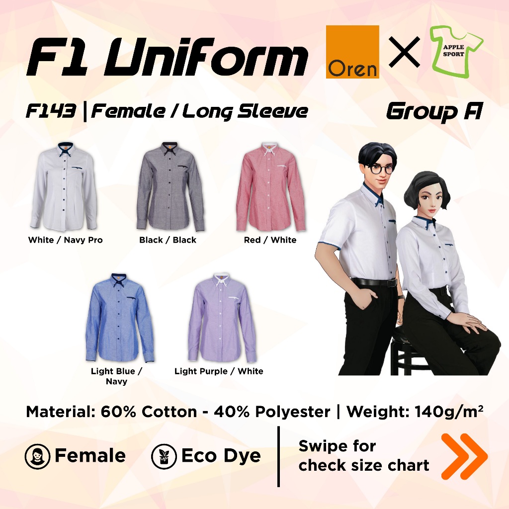 Oren Sport Corporate Uniform (FEMALE) Long Sleeve - F143 (GROUP A ...