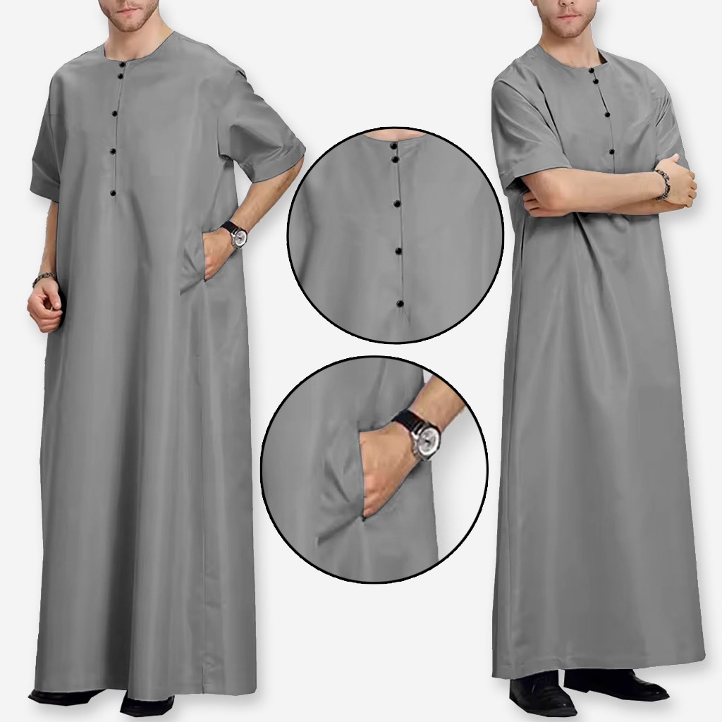 Jubah Mens Saudi Jubah Comfortable Long Mens Robe Jubah Raya Half ...
