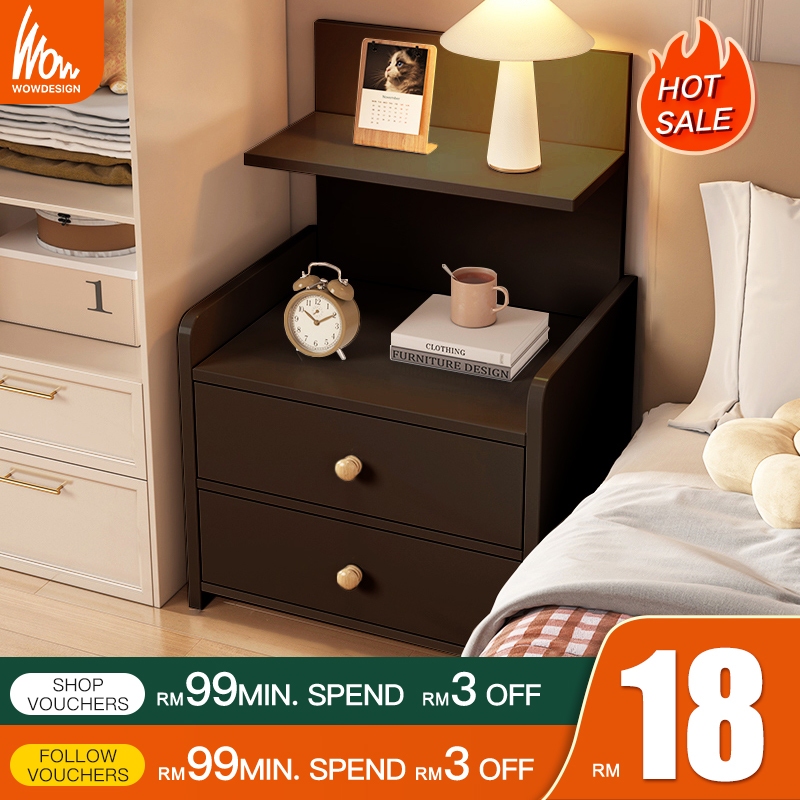 Side Cabinet Black Bedside Table Bedroom Nightstand Side Table With ...