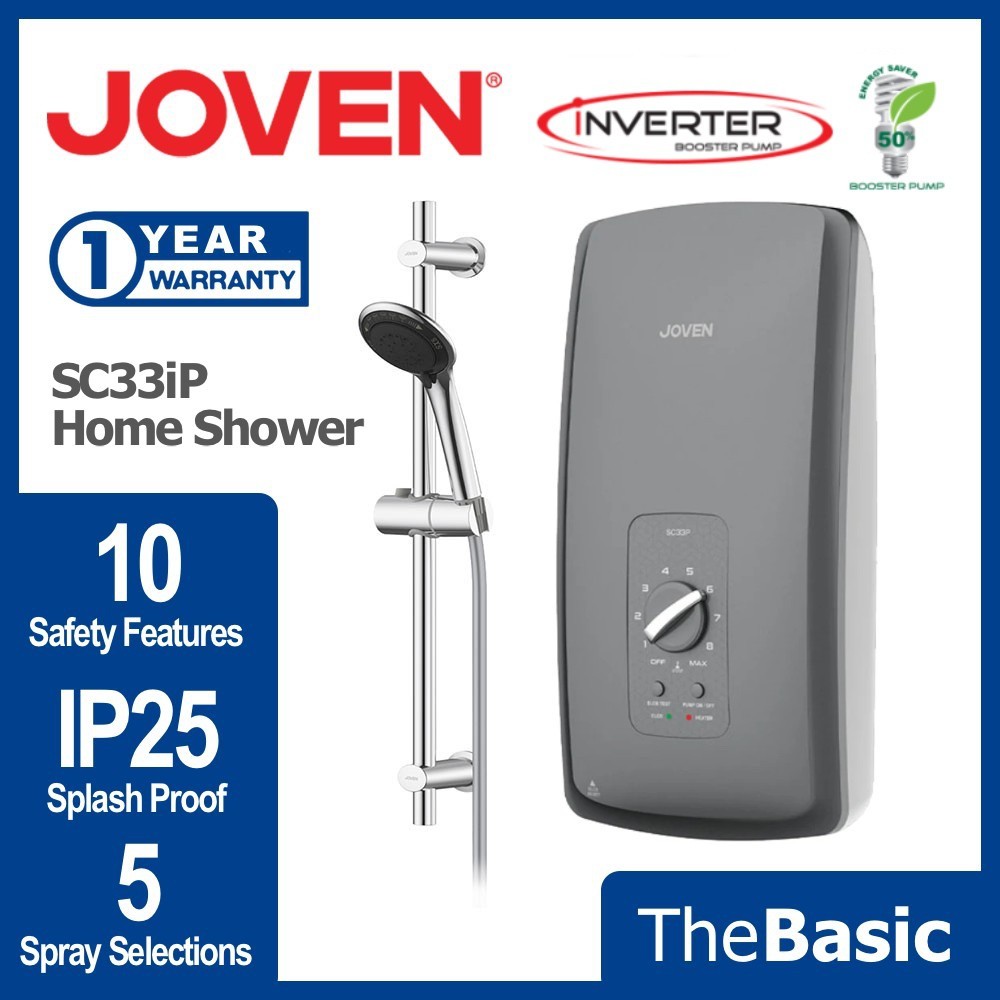 JOVEN Home Shower Instant Water Heater with Inverter DC Pump (SC33iP ...