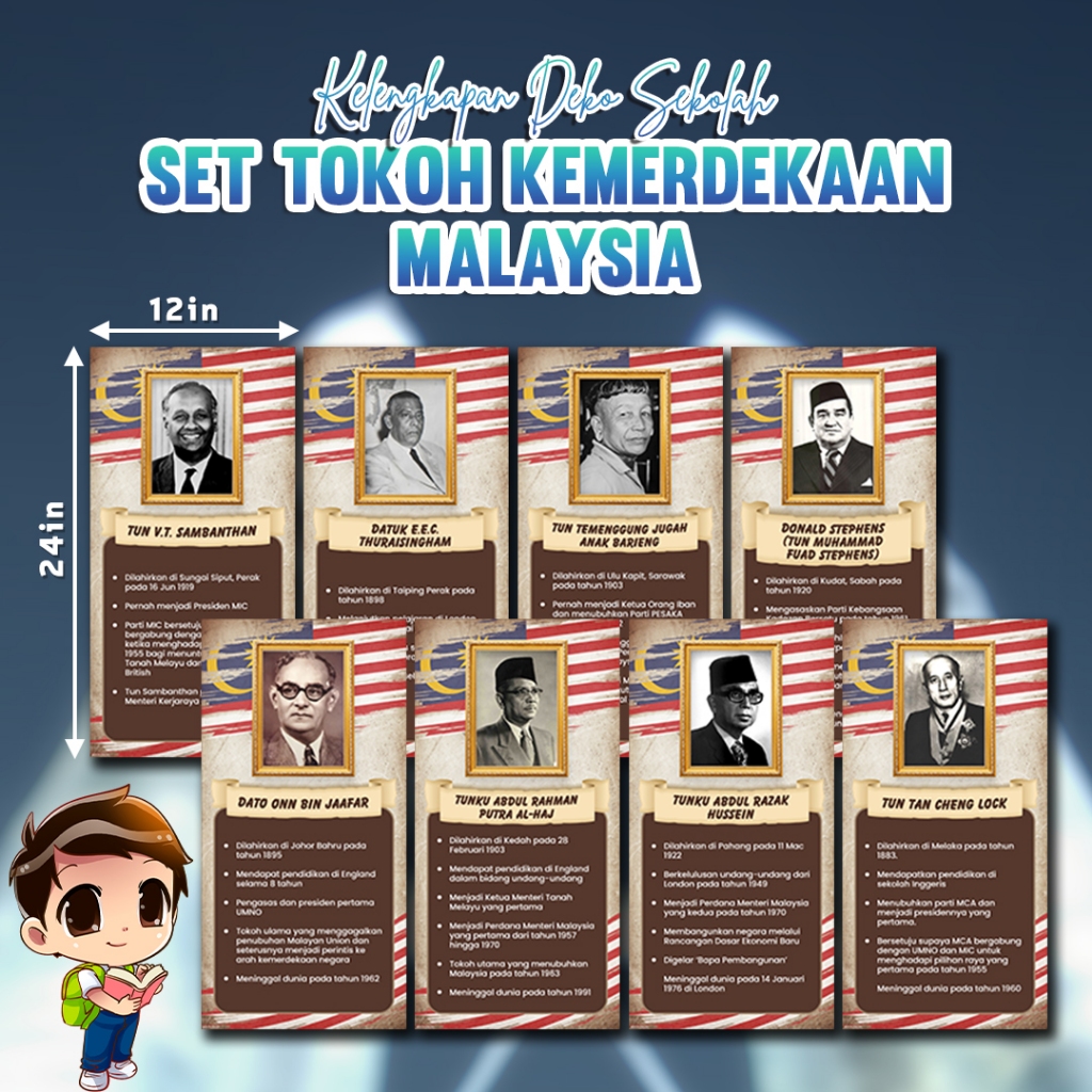 1 DAY SHIP SET POSTER TOKOH KEMERDEKAAN 8in1 / MERDEKA /TOKOH MERDEKA ...