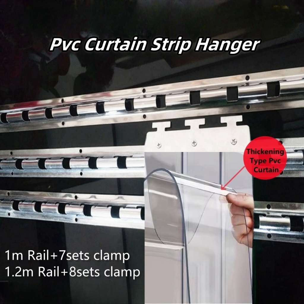 PVC Curtain Strip Hanger Stainless Steel 304 Holder Set 150mm Clamp ...