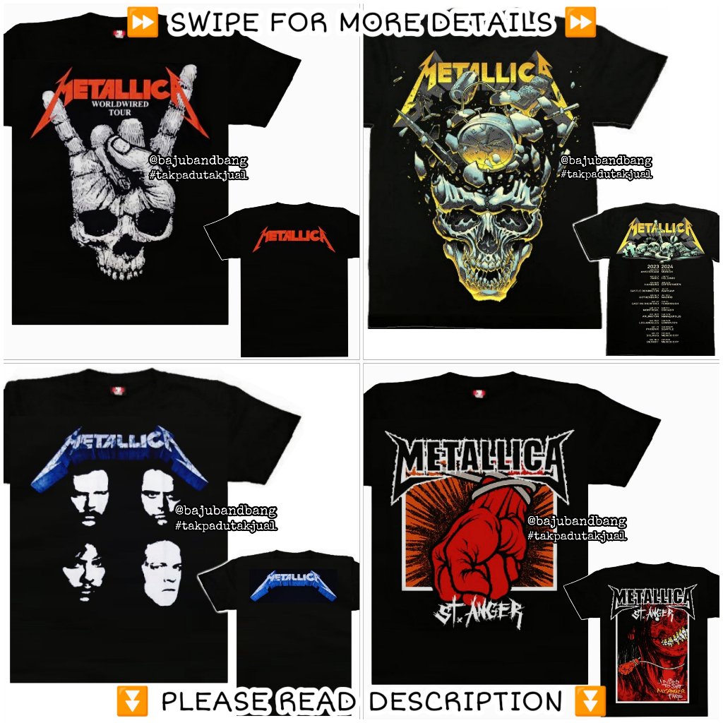 Baju Band Metallica Premium Band Tshirt Rock Metal Vintage Bootleg ...