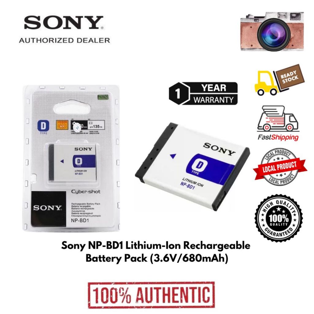 Sony NP-BD1 Lithium-Ion Rechargeable Battery Pack 2.4Wh (3.6V/680mAh) | Shopee Malaysia