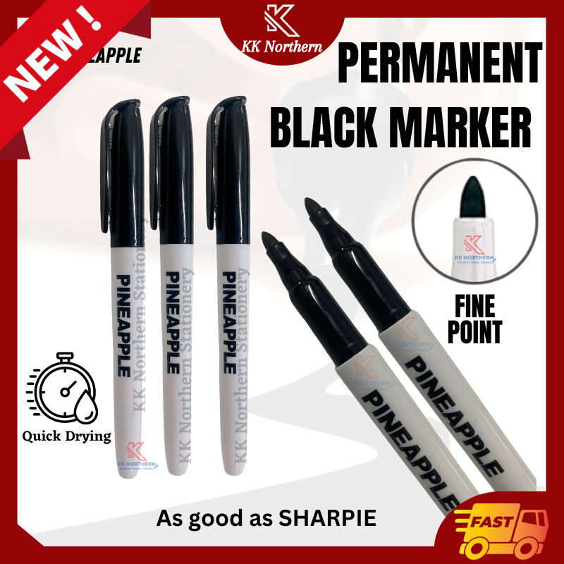 Pineapple Fine Point Permanent Marker Black Bullet Tip Hitam Marker Pen ...