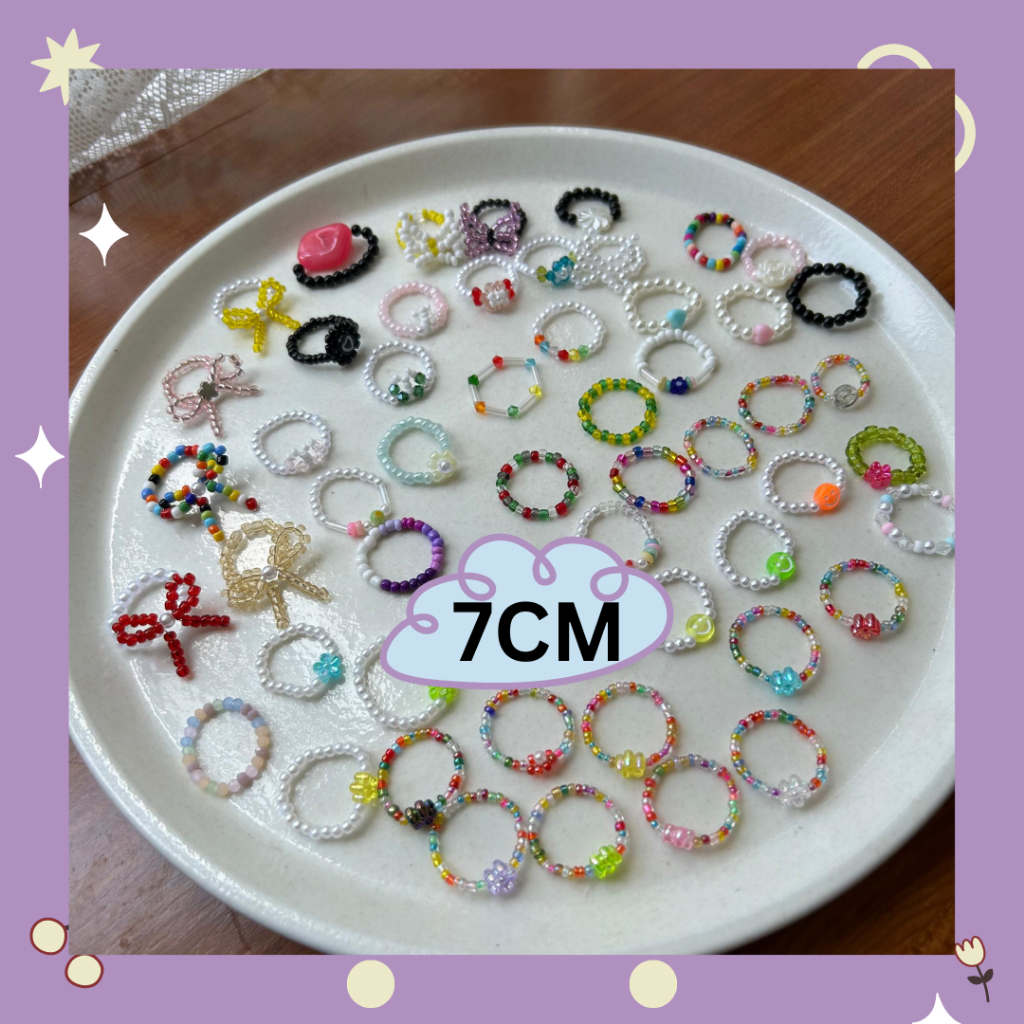 haneena 7CM cincin manik beads rings ribbon butterfly flower | Shopee ...