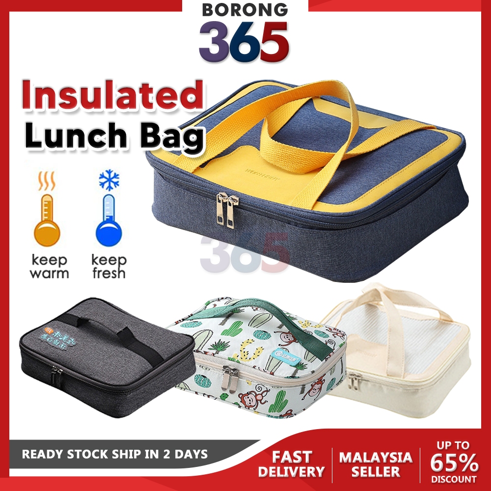 [3 Sizes] Borong365 Insulated Flat Lunch Bag Beg Bekas Makanan ...