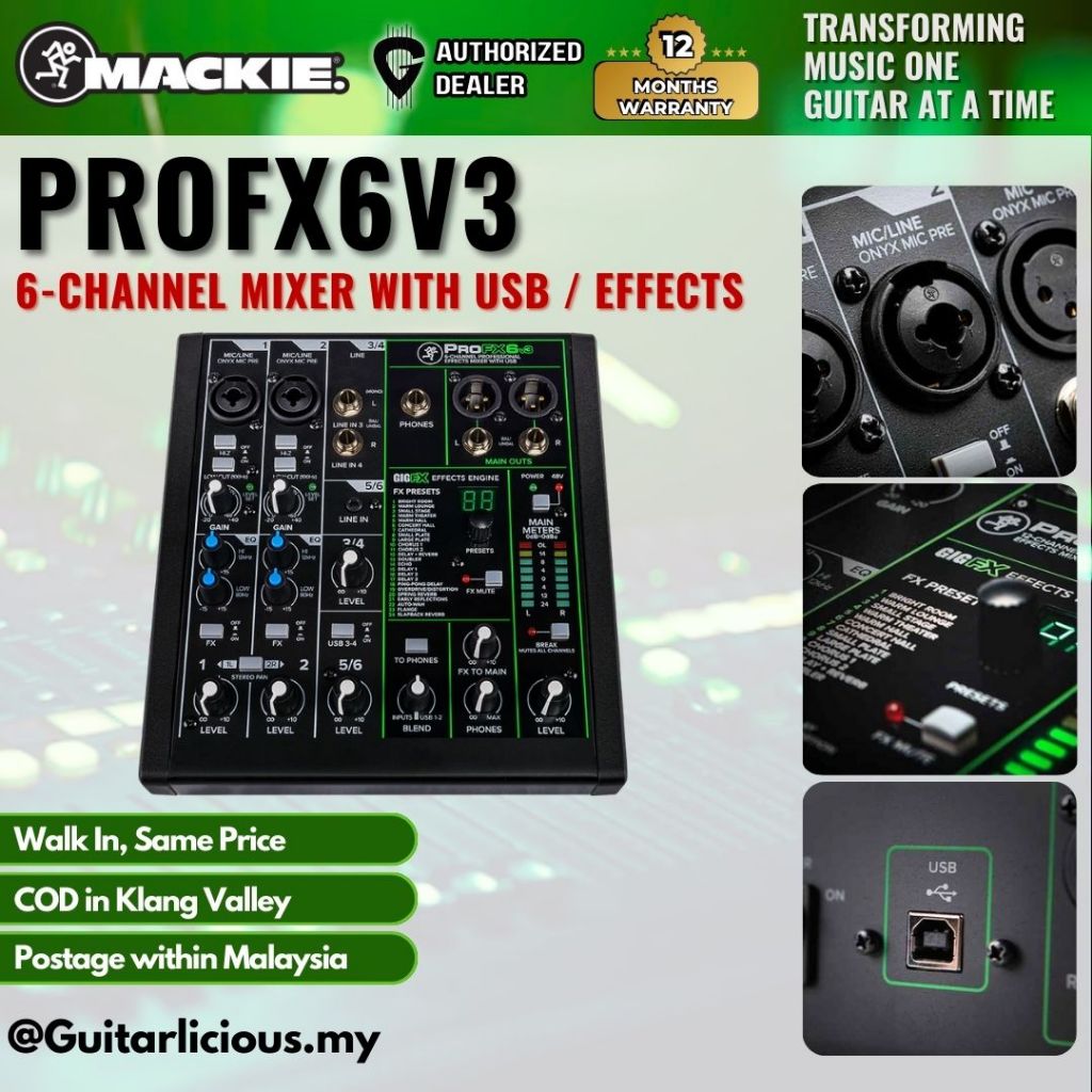 Mackie ProFX6v3 6-Channel Analog Mixer with USB and Effects ( ProFX ...