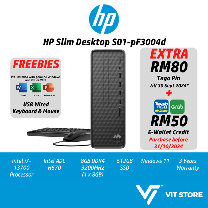 Komputer HP SLIM PC S01-pF3004d i7-13700 13 Gen 8GB 3200MHz DDR4 512GB ...