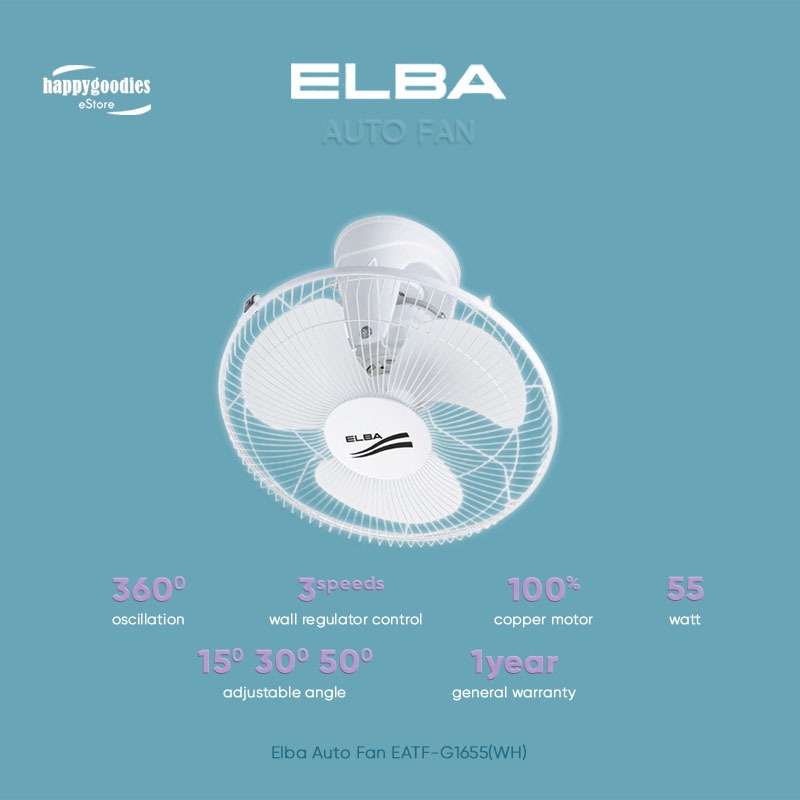 Elba Auto Fan EATF-G1655(WH) | Shopee Malaysia