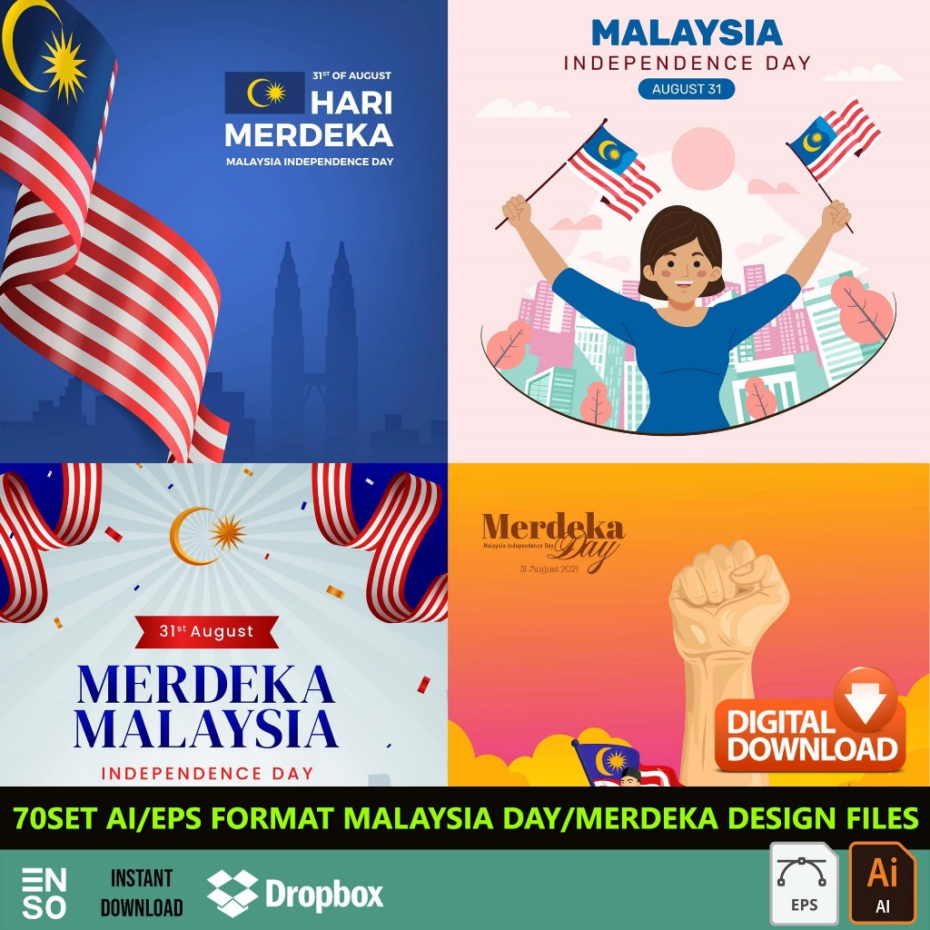 70-Set AI/EPS Format Malaysia/Merdeka Day Design Banner Post Template ...