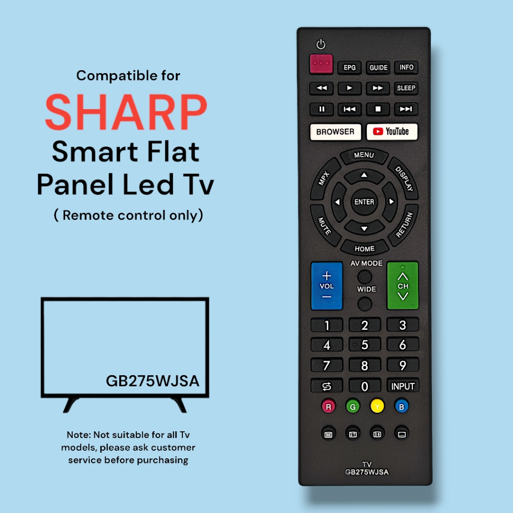 Compatible For SHARP GB275WJSA Smart Flat Panel LED TV Remote Control | Shopee Malaysia