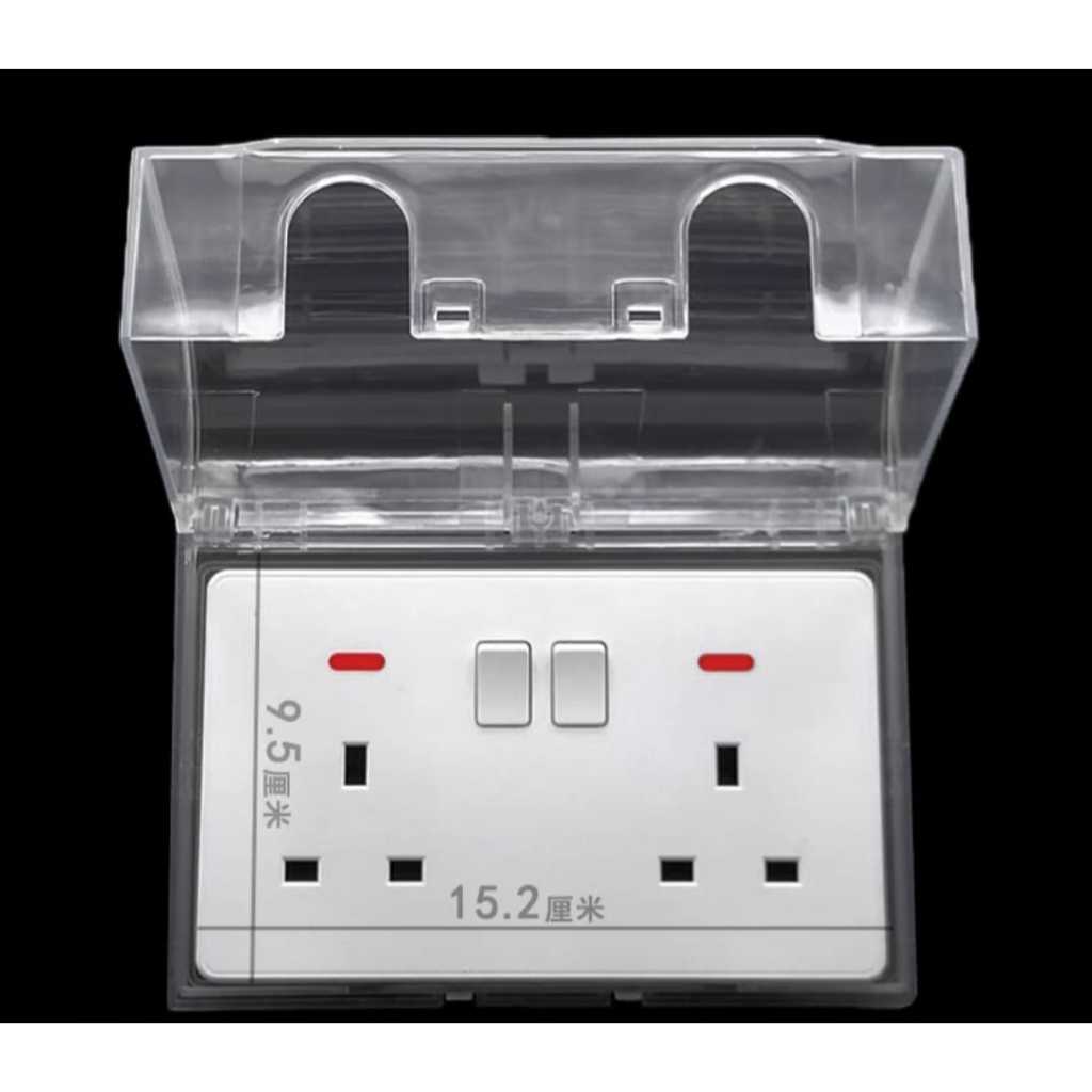 Heeman2u Double 13A Switch Socket Cover Waterproof Bathroom Toilet ...