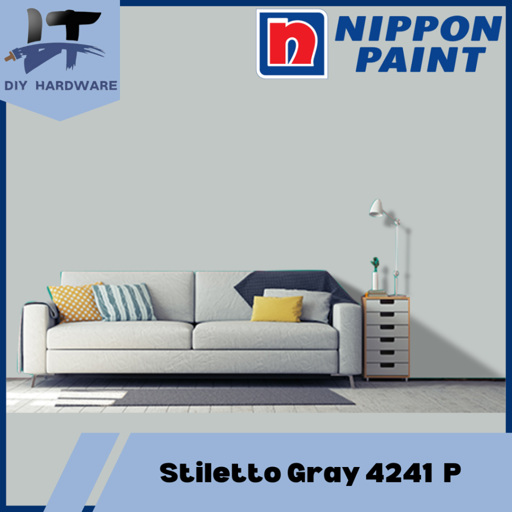 1L / 5L Nippon Paint Platone High Gloss Stiletto Gray 4241 P Cat Minyak ...