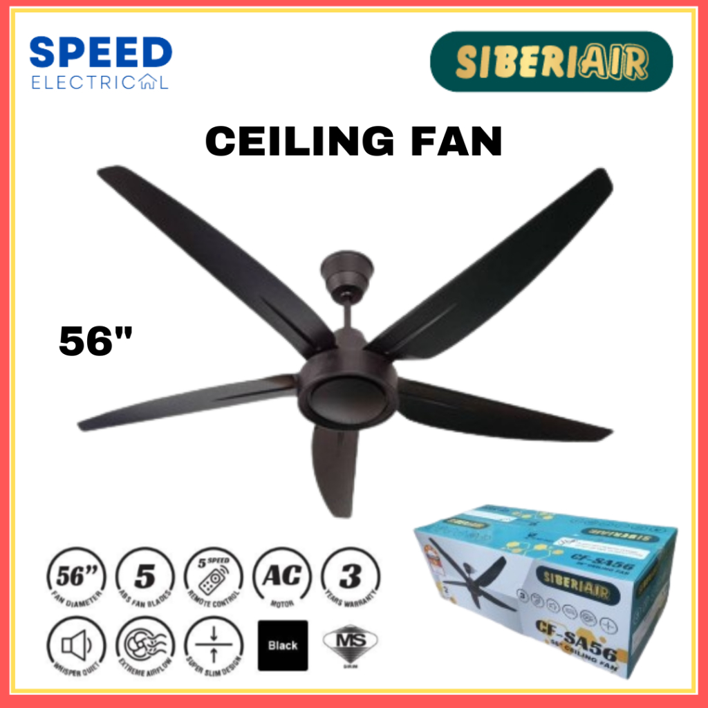 SIBERIAIR CEILING FAN 56INCH CF/SA56/BK REMOTE CONTROL AC MOTOR 风扇 吊式风扇 ...