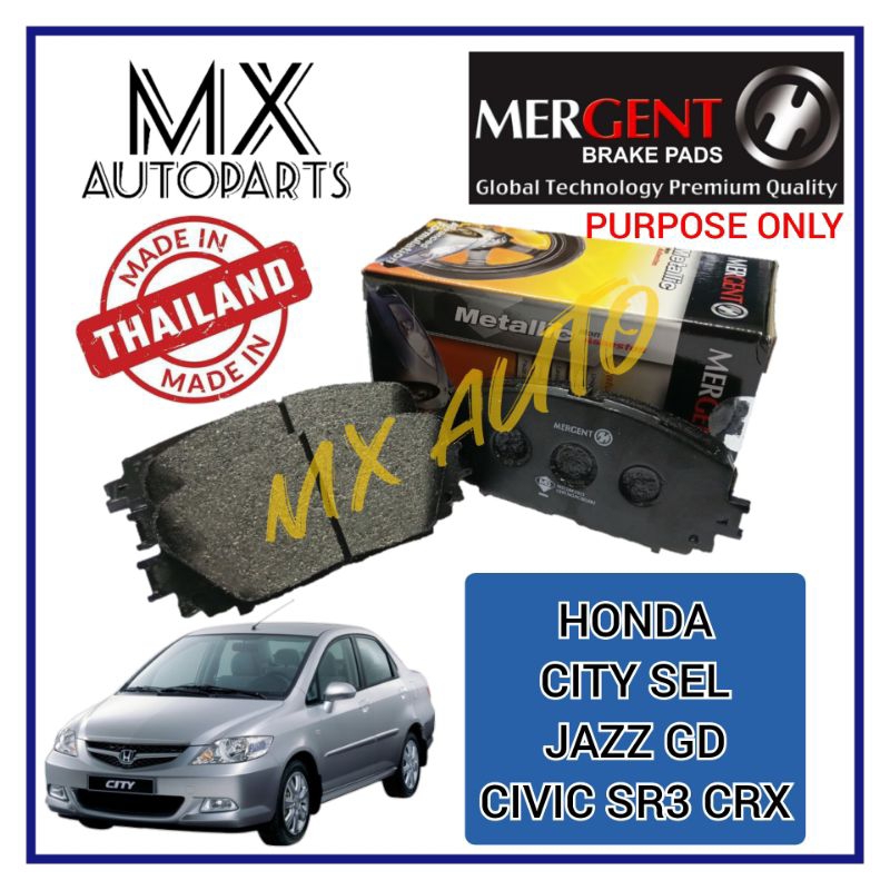 (MADE IN THAILAND) MERGENT FRONT DISC BRAKE PAD HONDA CITY SEL JAZZ GD SAA 2002-2007 CIVIC SR3 ...