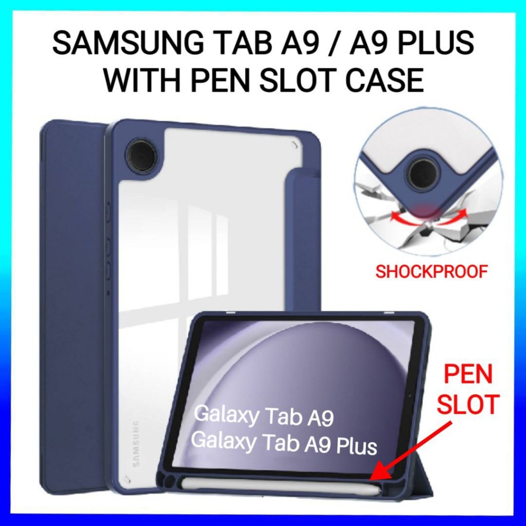 Samsung Tab A9 / A9 Plus High Quality Transparent Acrylic Anti-Bending Pen Slot Case | Shopee ...