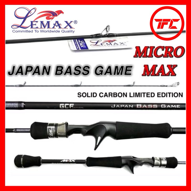 LEMAX Micro Max Japan Bass Game Solid Carbon Baitcasting Rod Baitcast ...