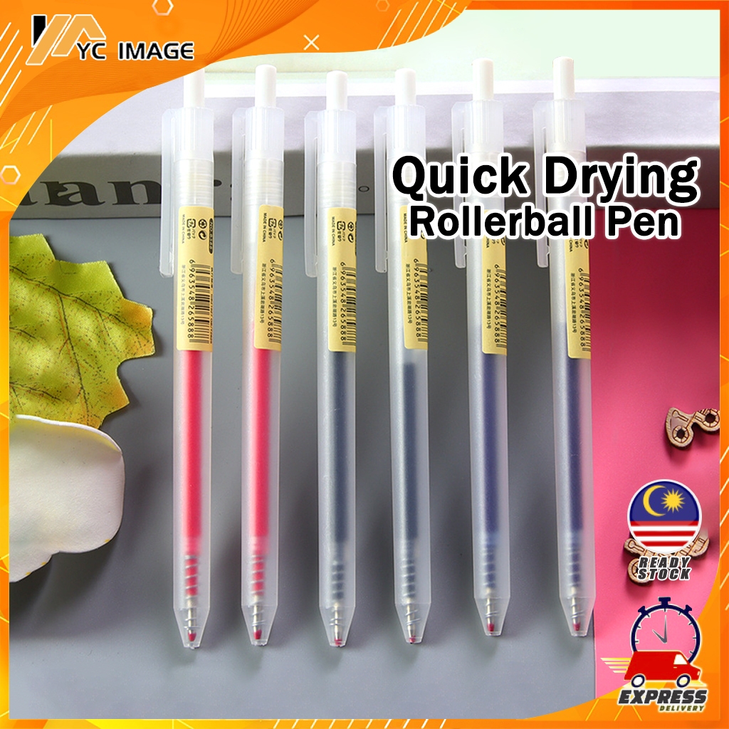 MUJI Pen Student Exam Quick Drying Rollerball Pen Black Blue Red Press ...