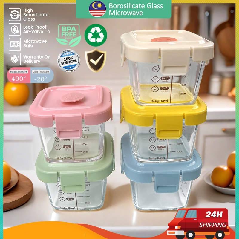 5 pcs Set Baby Food Container storage Glass Bekas Makanan Baby Storage ...