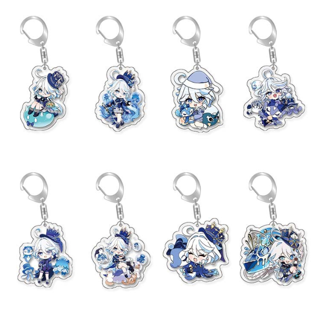 Game Genshin Impact Cute Furina Keychain Focalors Sticker Gift xiao ...