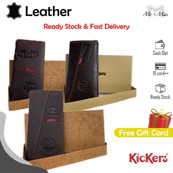 CL2｜Long Wallet Leather （with box）lelaki dompet gift 男士长版拉链钱包 | Shopee ...