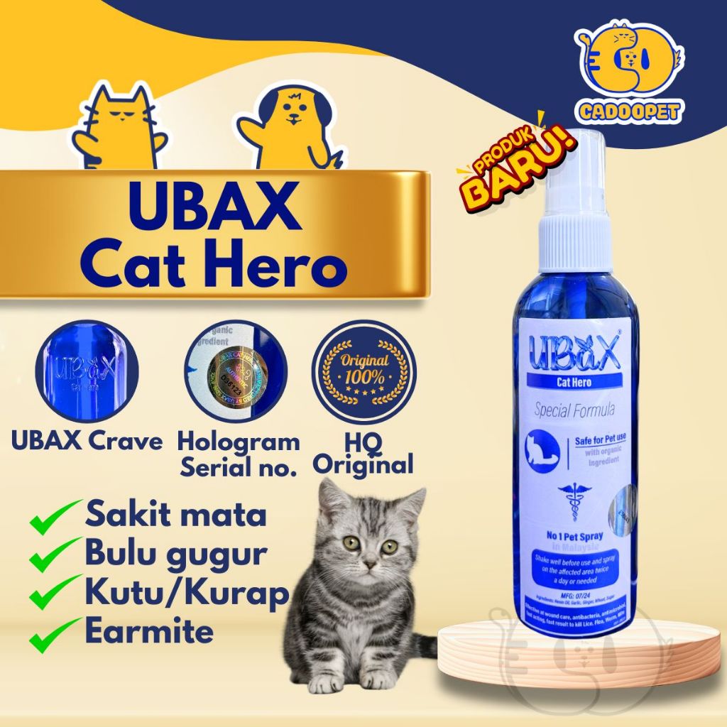 UBAT KUTU PET SPRAY UBAX CAT HERO KUCING LUKA, BULU GUGUR, CACING ...