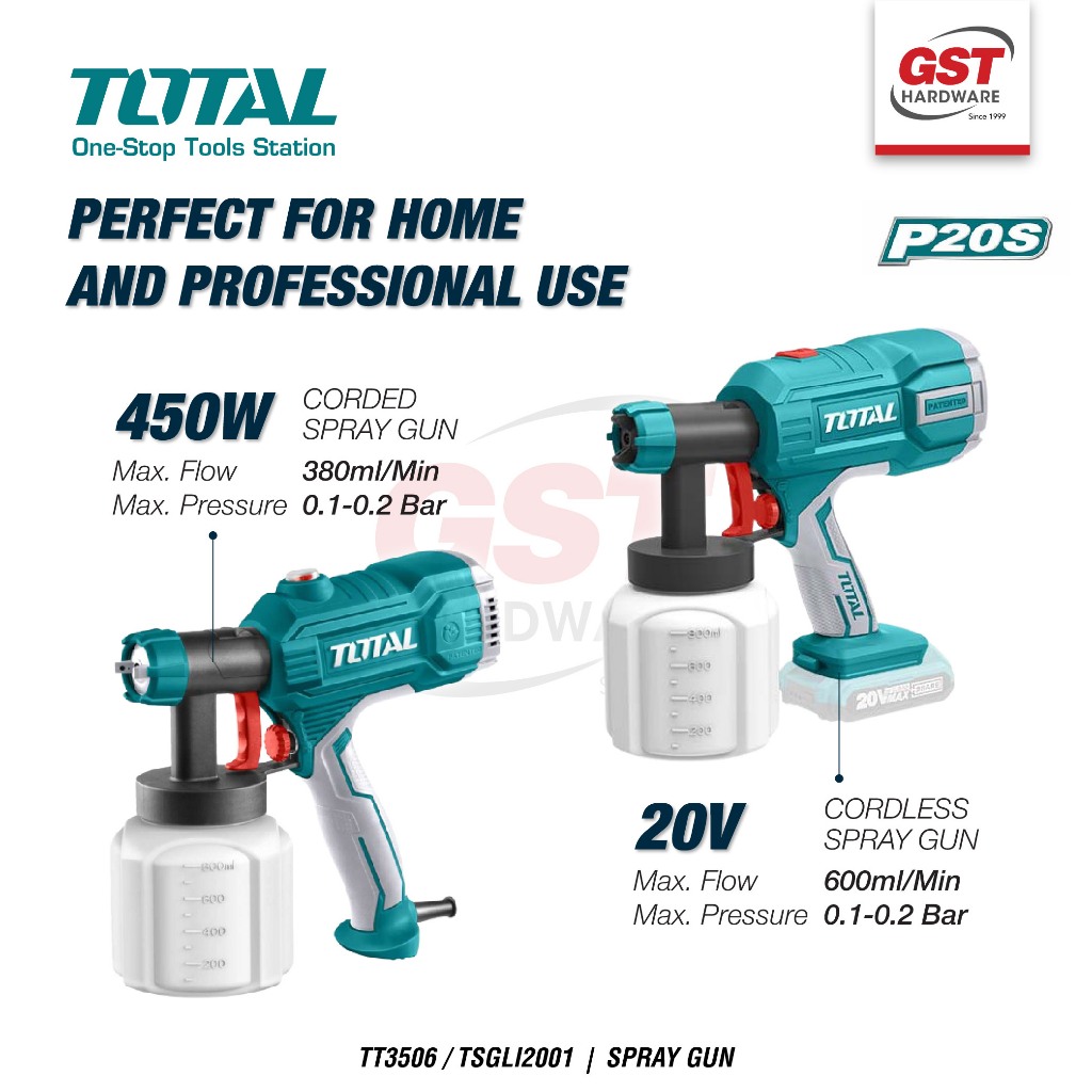 TOTAL Spray Gun TT3506 450W Spray Gun Electric Paint Cordless Spray Gun ...