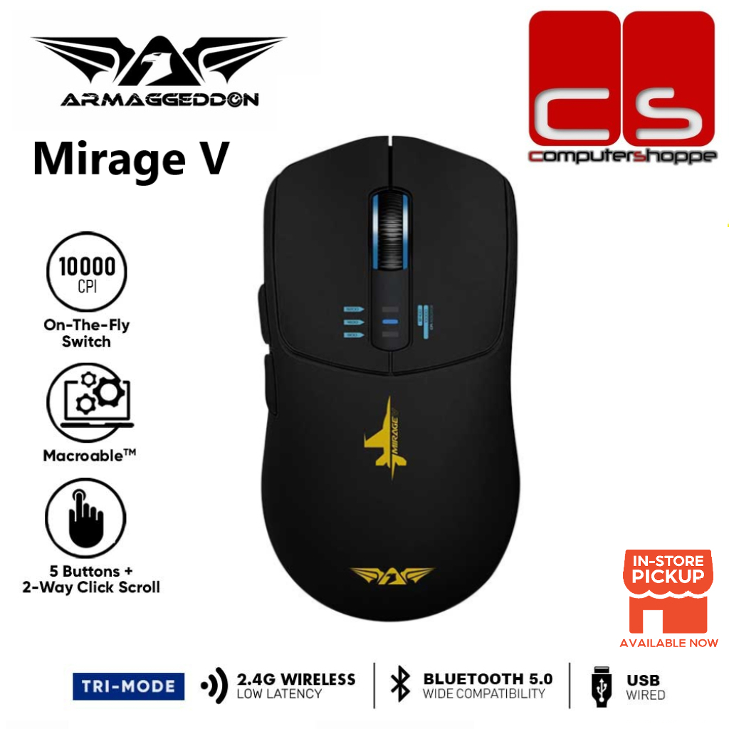 Armaggeddon Mirage V Tri-Mode Bluetooth Wireless Gaming Mouse - Black ...