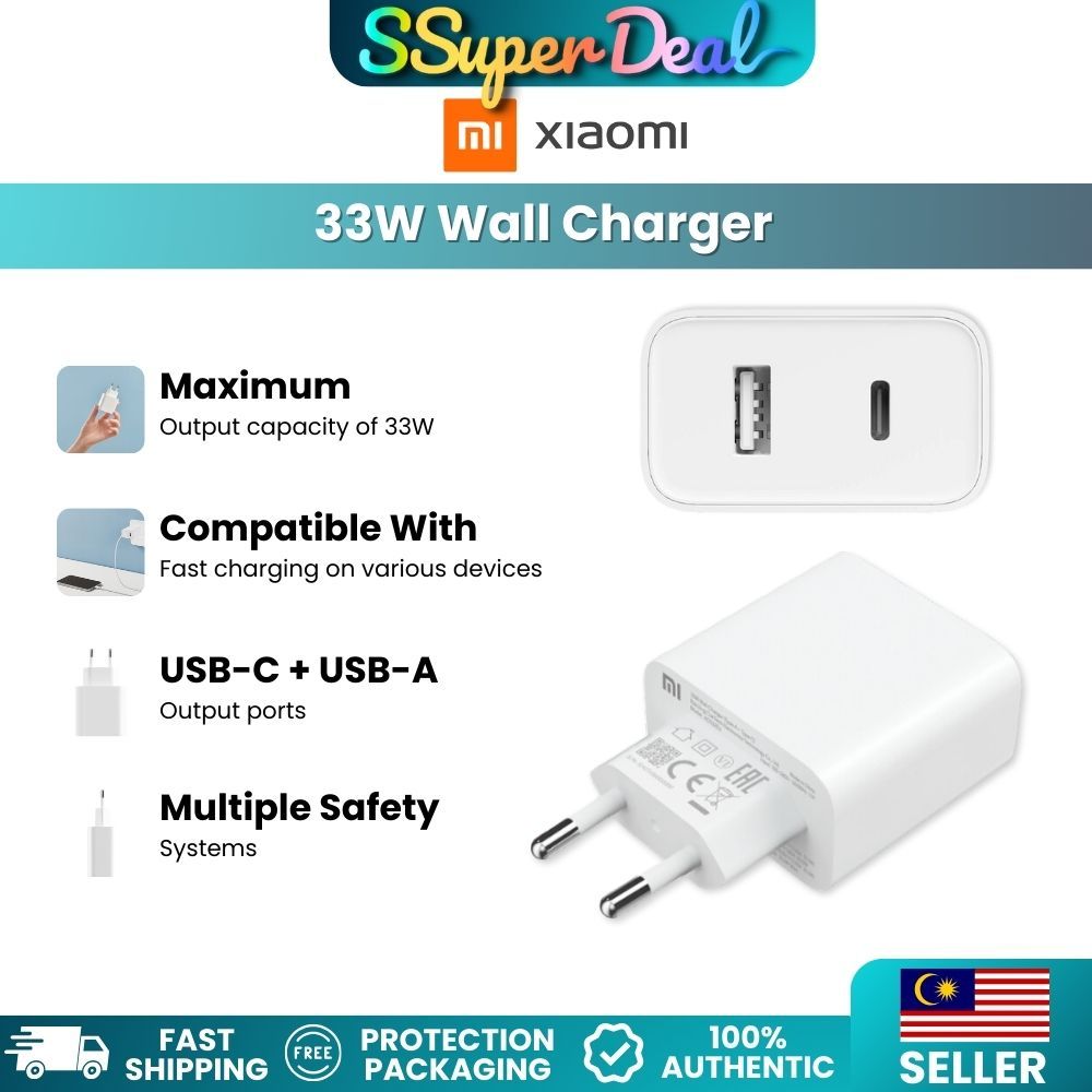 Xiaomi Mi 33W Wall Charger (Type-A + Type-C) 33W high power output , PD ...