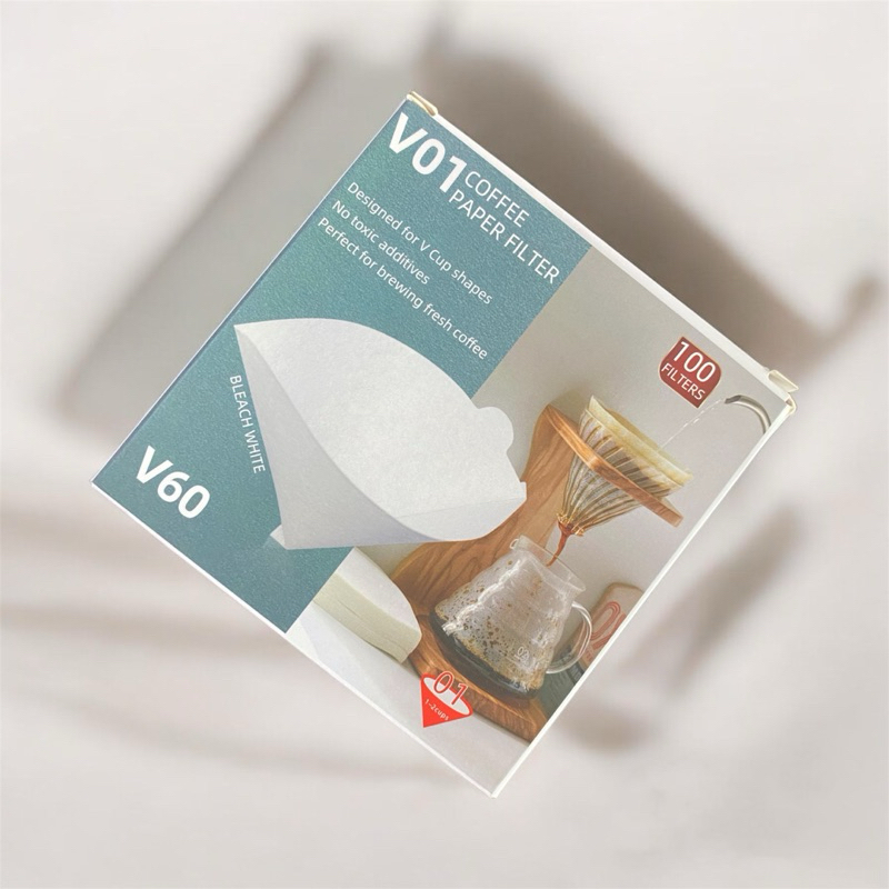 V01 Coffee Filter Paper Coffee Filter Papers 100pcs/Box | Shopee Malaysia