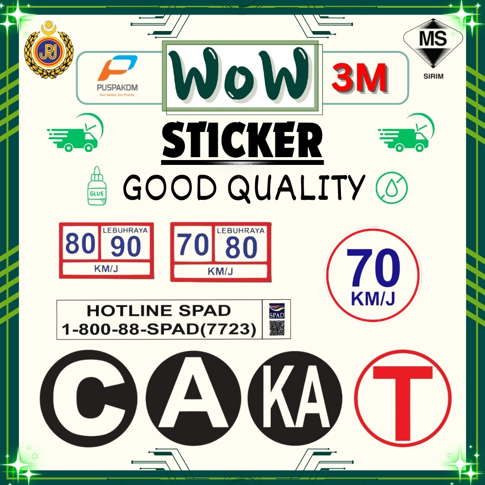 WOW Sticker 1 Pcs Sticker Puspakom Sticker A,C,T,KA,SPAD,7080,8090 ...