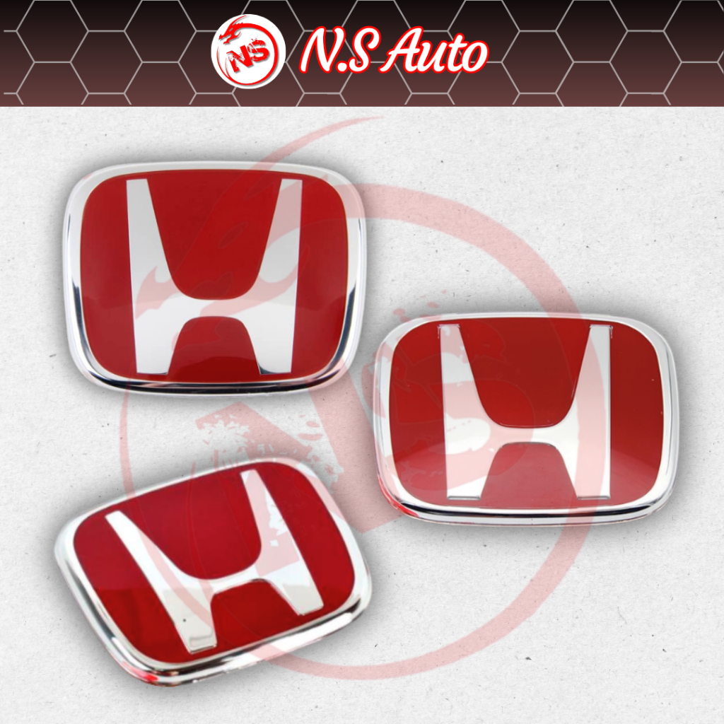Honda Type-R Car Emblem Red Honda Front Rear Steering Logo Emblem Civic ...