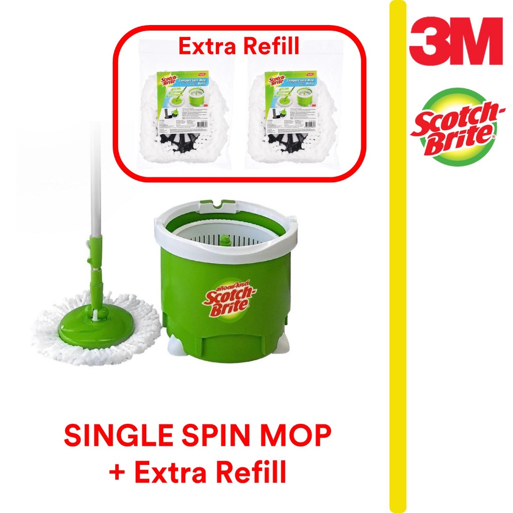 3M Scotch Brite Single Spin Mop Bucket Set Compact Size Space Saving ...