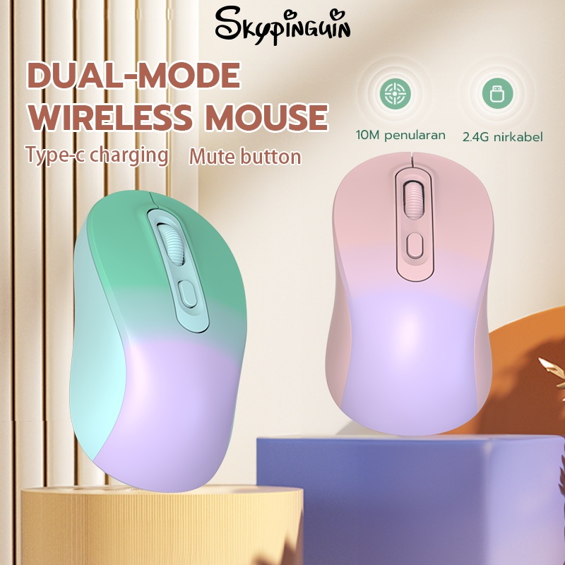 Skypinguin New MW02 Universal Silent Wireless Charging Bluetooth Gaming Office Dual Mode Mouse ...
