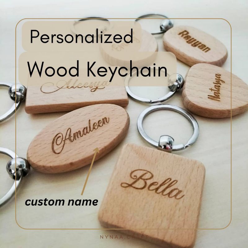 Personalized Name Wooden Keychain | Engrave wood keychain | Custom Name ...
